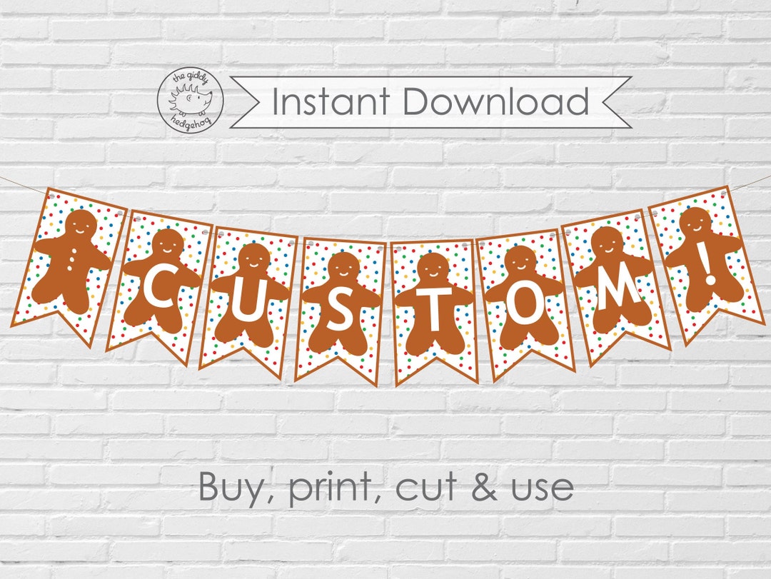 Printable Banner Gingerbread Man Woman Custom Bakesale Party Decor ...