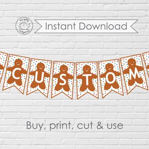 Printable Banner Gingerbread Man Woman Custom Bakesale Party Decor ...