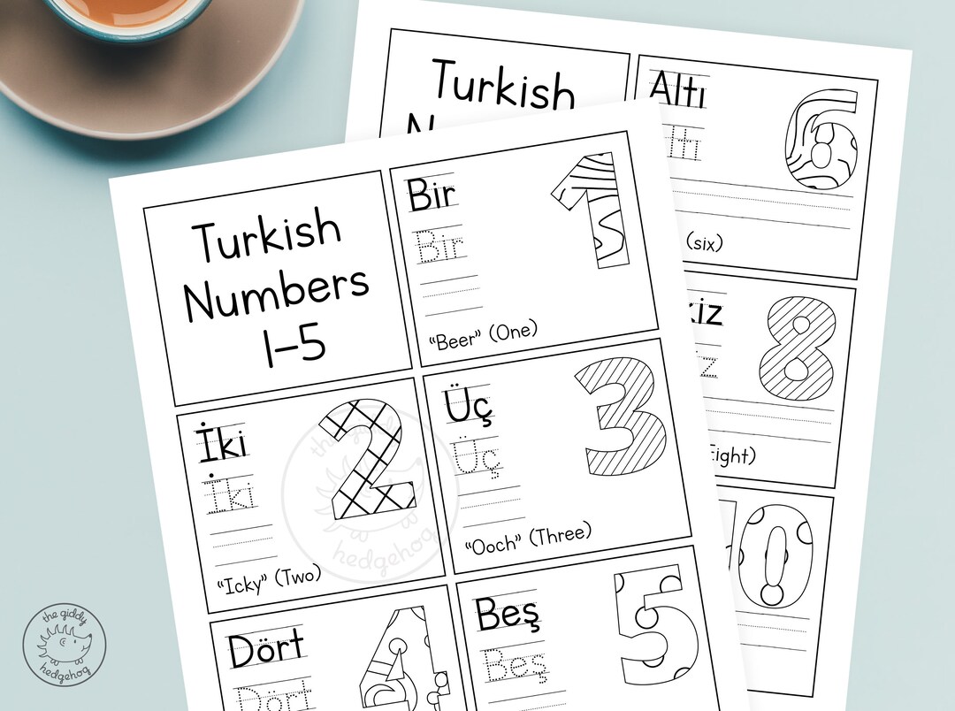 Printable 1-10 Turkish Numbers Coloring Page Teach Kids Languages Learn ...