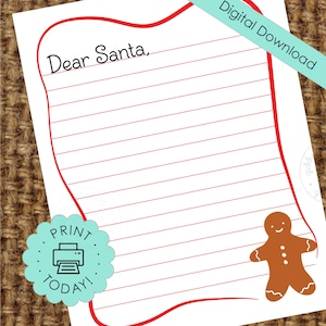 DIY Printable Letter to Santa Christmas Wishlist Kids Dear Santa ...