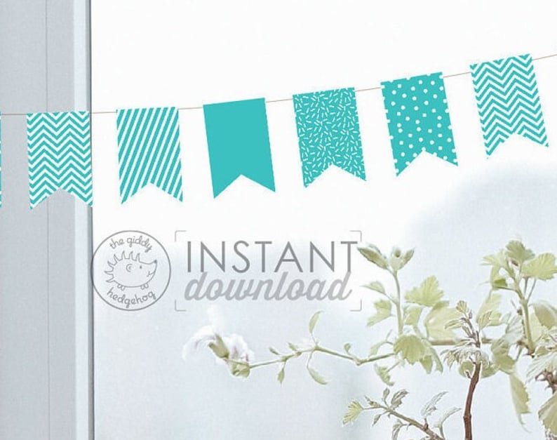 DIY Printable Banner Party Flags Polka Dot Chevron Stripes Confetti ...