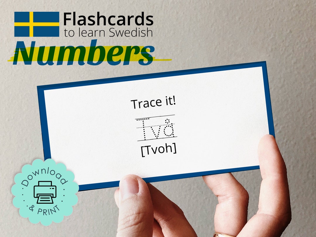 DIY Printable 1-100 Swedish Numbers Flash Cards Teach Kids Languages ...