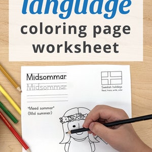 DIY Printable Swedish Learn Language Midsummer Coloring Page Tracing ...