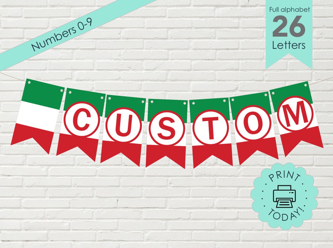 DIY Printable Banner Italian Flag Italy Sign Countries of the World ...