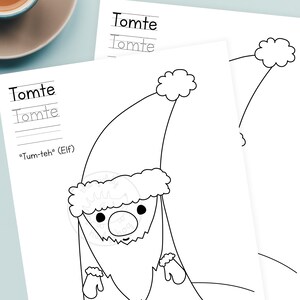 DIY Printable Swedish Tomte Coloring Page Teach Kids Language Learn ...