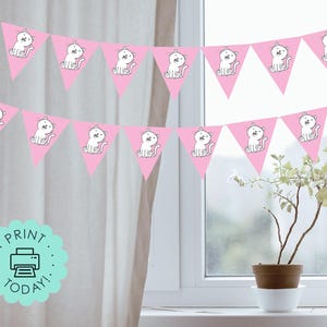 DIY Printable White Cat Banner Kitty Cat Garland Photo Shoot Prop ...