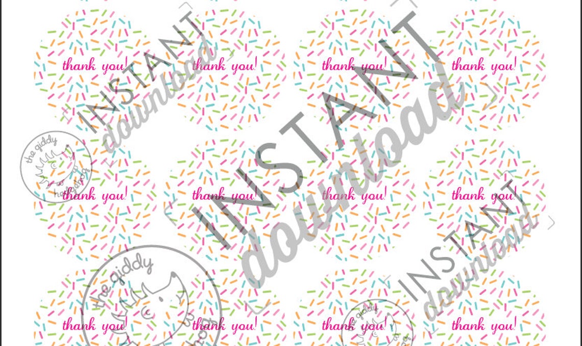 Printable Sprinkle Stickers Avery 22807 Favor Labels Pink Girl - Etsy
