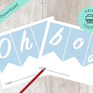 Printable DIY Oh Boy Banner Baby Shower Gender Reveal Baby Blue First ...