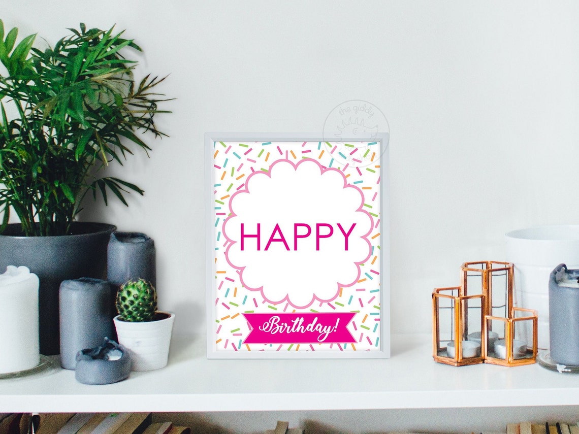 DIY Printable Pink Sprinkle Birthday Party Signs Banner - Etsy