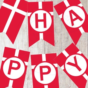 DIY Printable Banner Danish Flags Denmark Midsummer Red Dane Danske ...