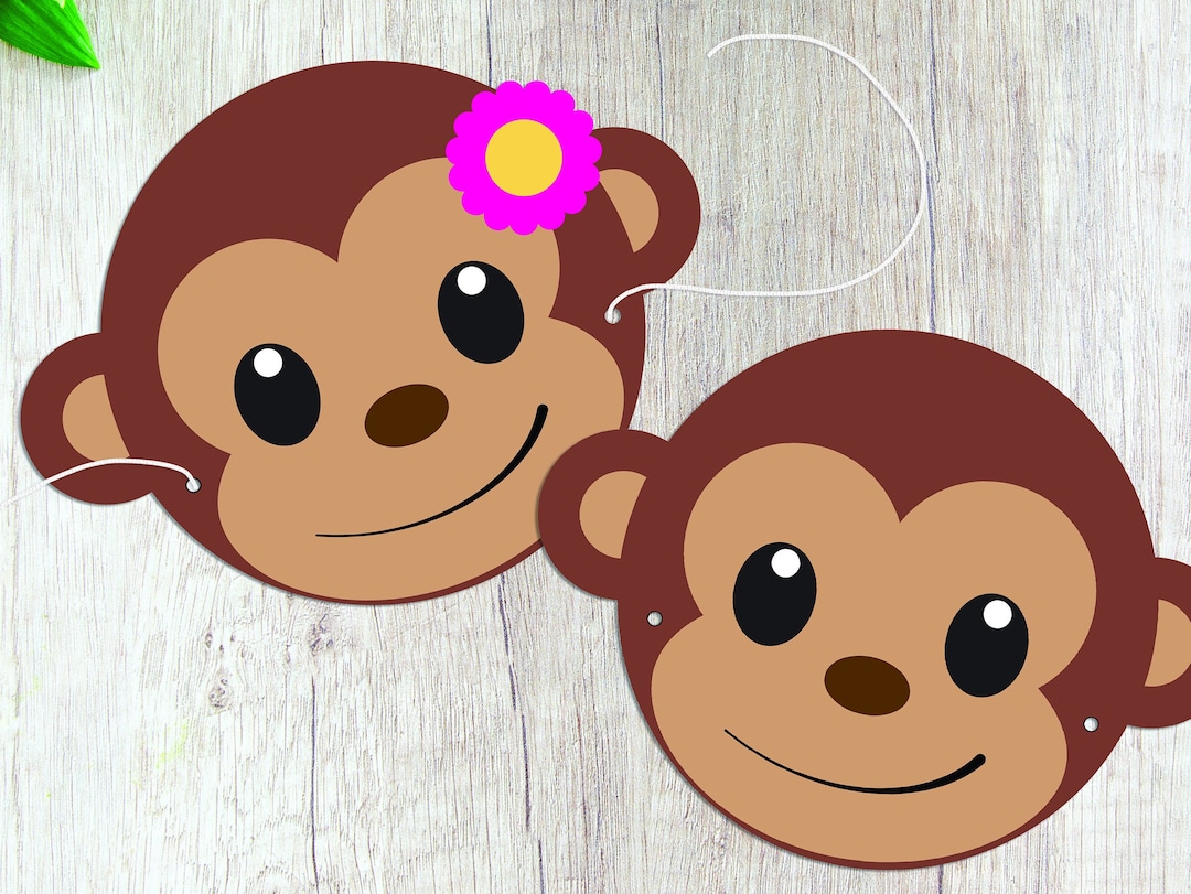 DIY Printable Monkey Masks Halloween Costume Girl Monkey Mask Pattern ...