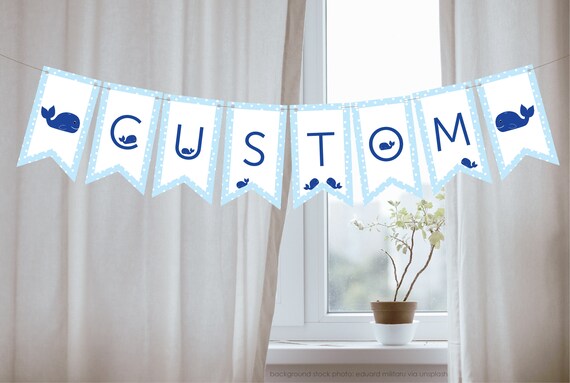 DIY Printable Banner Whale Under the Sea Custom Name Ocean - Etsy