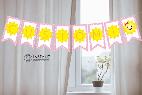 Printable DIY Banner Sunshine Birthday Party Custom Birthday - Etsy