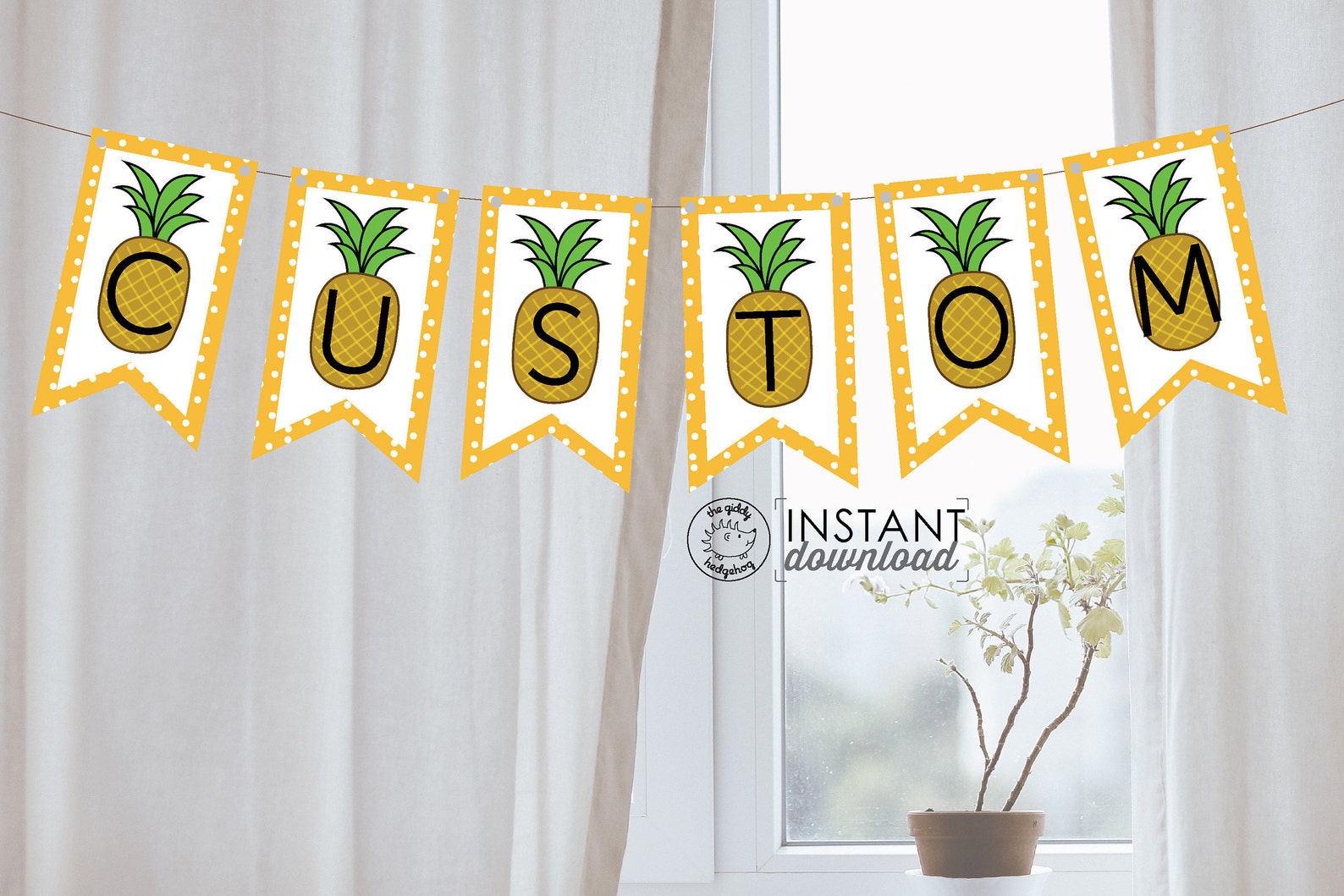 Banner Pineapple Party Decorations Name Alphabet Birthday Neutral Decor ...