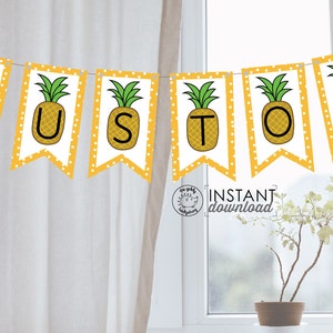 Printable DIY Banner Pineapple Party Decorations Name Alphabet Birthday ...