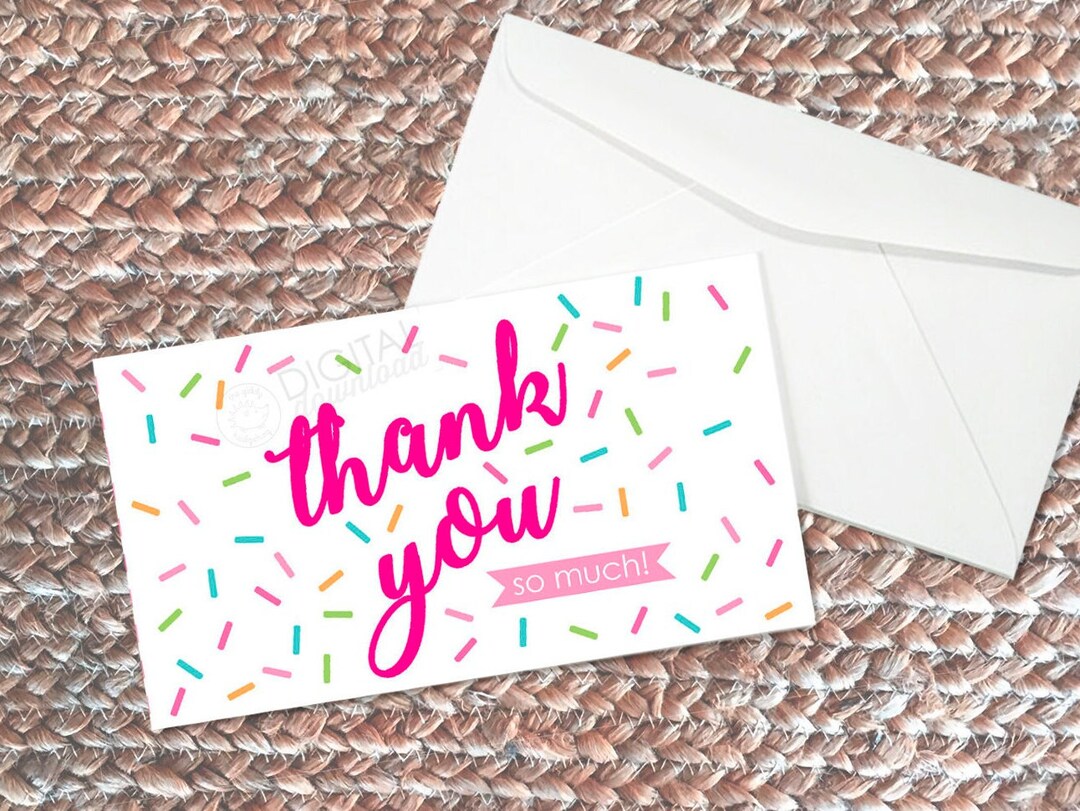 Printable DIY Sprinkle Thank You Cards Baby Shower Greeting Girl ...