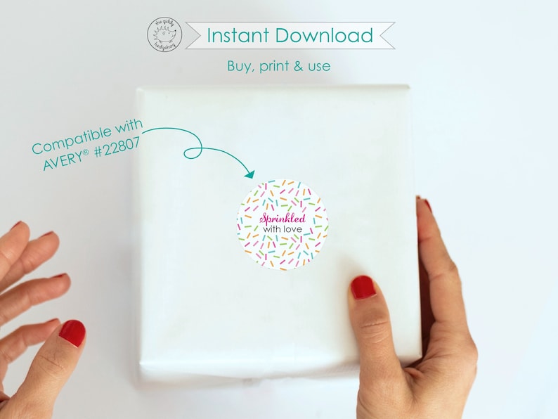Printable Sprinkle Stickers Avery 22807 Favor Labels Pink Girl - Etsy