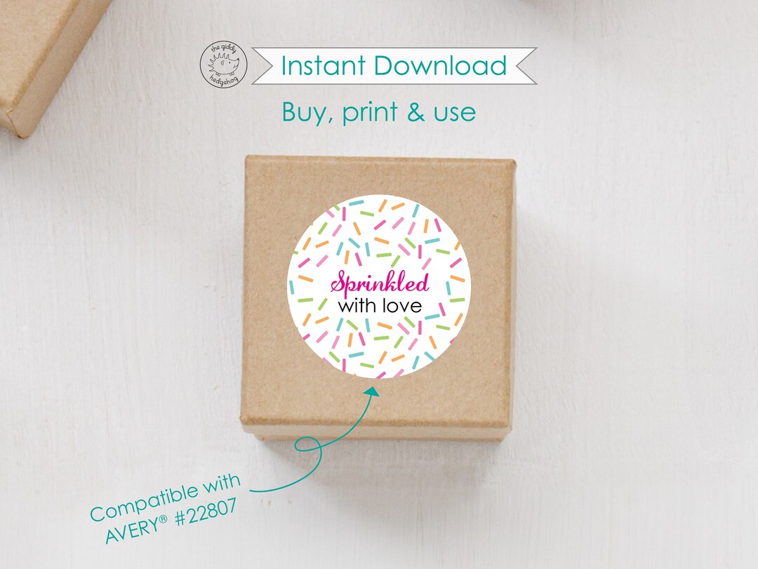 Printable Sprinkle Stickers Avery 22807 Favor Labels Pink Girl Baby ...