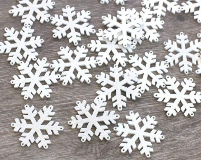 Snowflake White Wood Shapes- 24 Pieces- Laser Cut Unfinished- Approx 36 ...