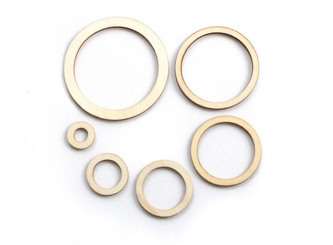 Flat Wood Rings- MULTIPLE SIZES- Unfinished Natural Round Wooden Circle ...