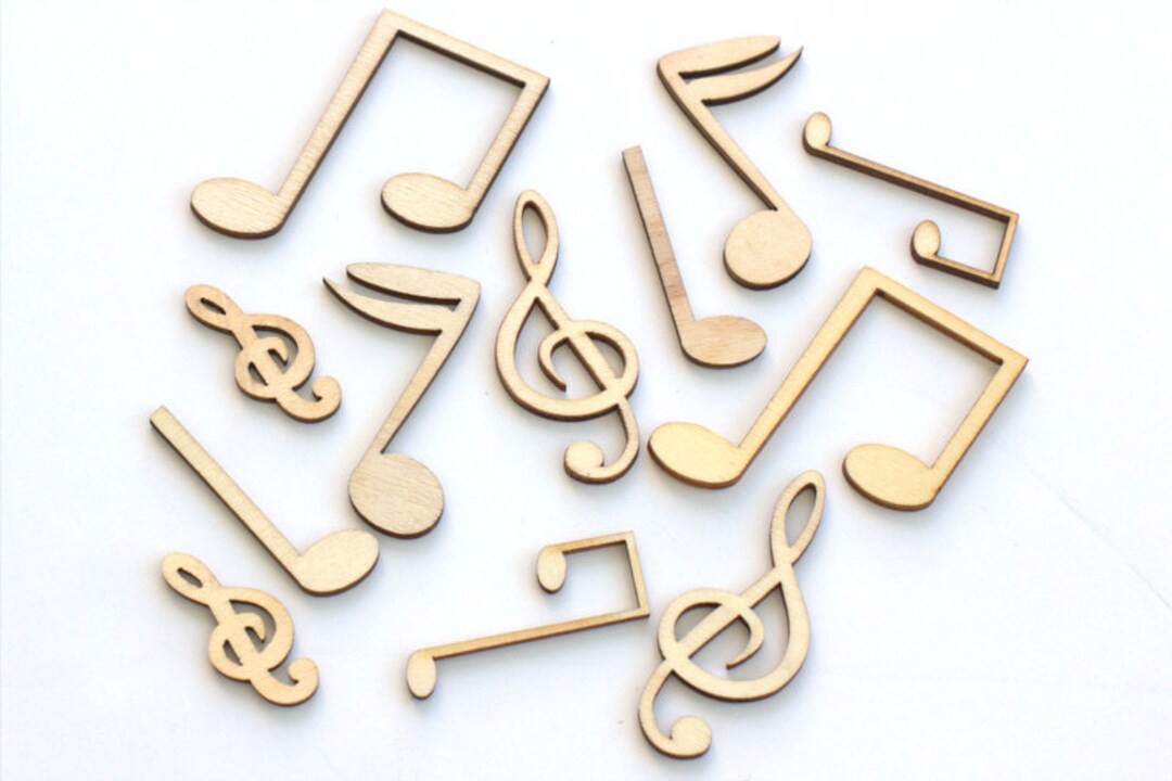 Wood Music Note Shapes 10 Pieces Assorted Laser Cut - Etsy