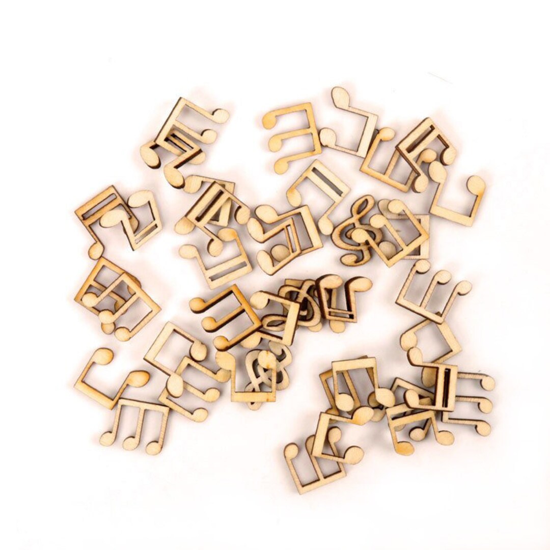 Wood Music Note Shapes 25 Pieces Assorted Laser Cut Unfinished Approx ...