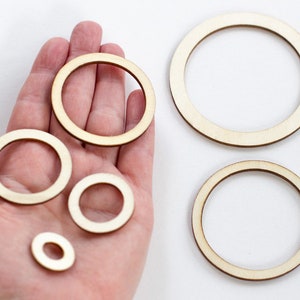 Flat Wood Rings- MULTIPLE SIZES- Unfinished Natural Round Wooden Circle ...
