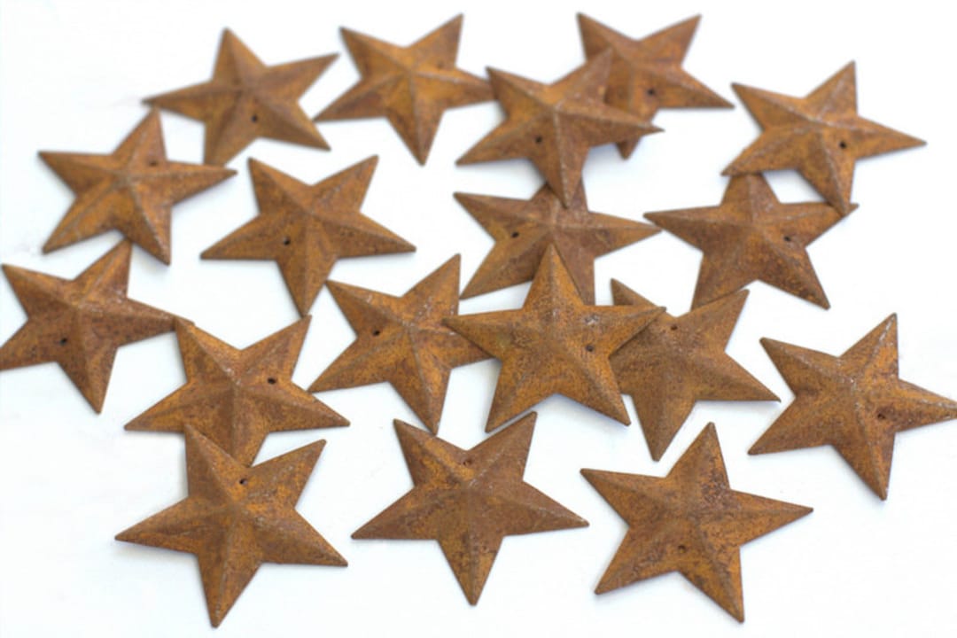Metal Stars Rustic- SET OF 10 Pieces- Rusty Finish 1.75" Star Shapes ...