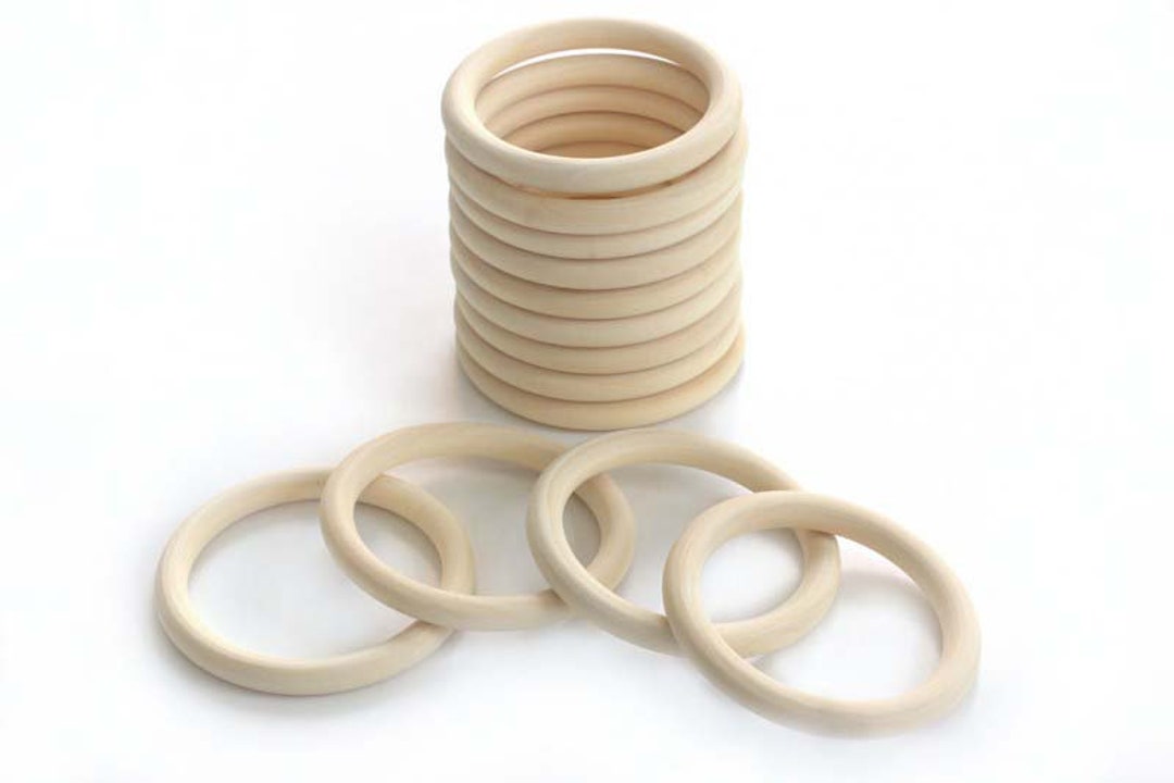 Wood Macrame Rings- 90mm (3.55 Inches)- Unfinished Natural Round Wooden ...
