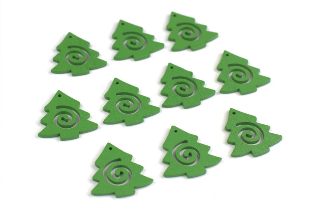 Christmas Tree Wood Shapes- 10 Pieces- Green Laser Cut Unfinished One ...