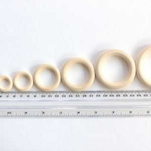 Wood Macrame Rings- MULTIPLE SIZES- Unfinished Natural Round Wooden ...