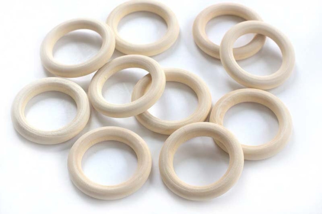 Wood Macrame Rings- 50mm (2 Inches)- Unfinished Natural Round Wooden ...
