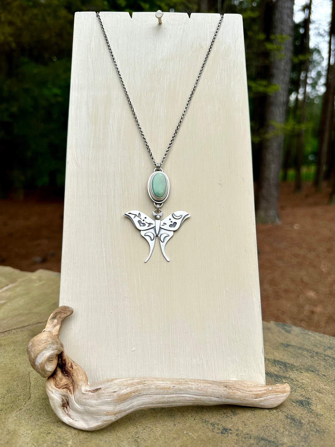 Artisan Silver and Variscite Pendant. Luna Moth. Statement - Etsy