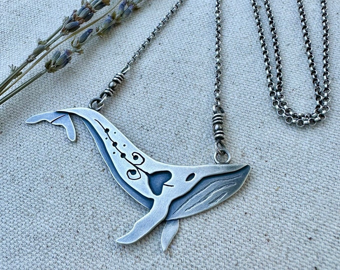 Artisan Sterling Silver Humpback Whale Pendant. One of a Kind. Unique ...