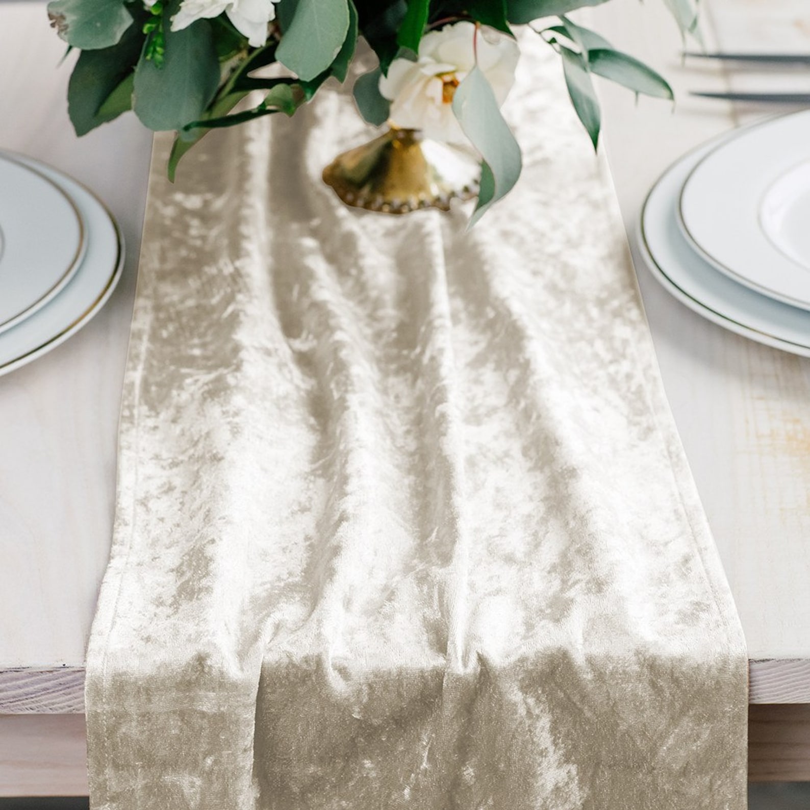 Velvet Table Runners Navy Blue Table Runner Ivory White Table Runner ...