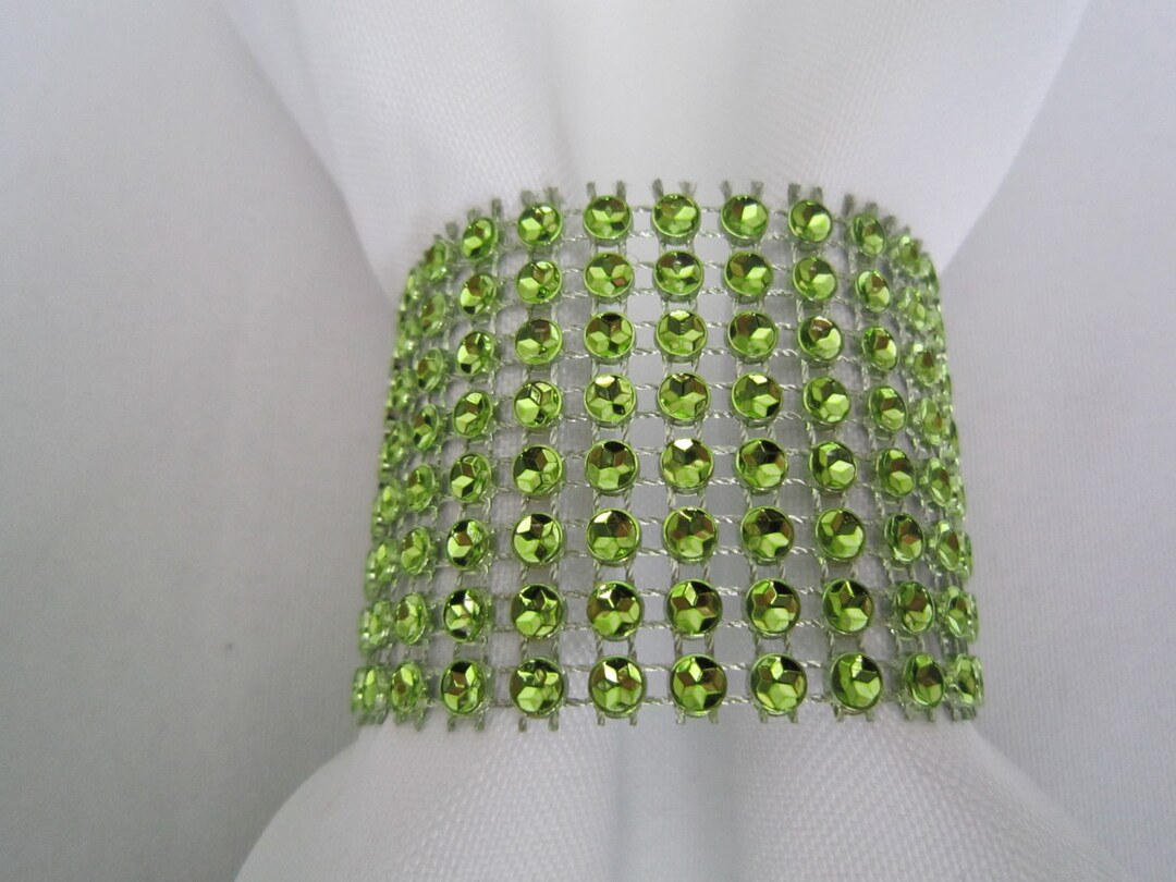 SETS OF 20 PIECES Apple Green Rhinestone Mesh Napkin Rings - Etsy