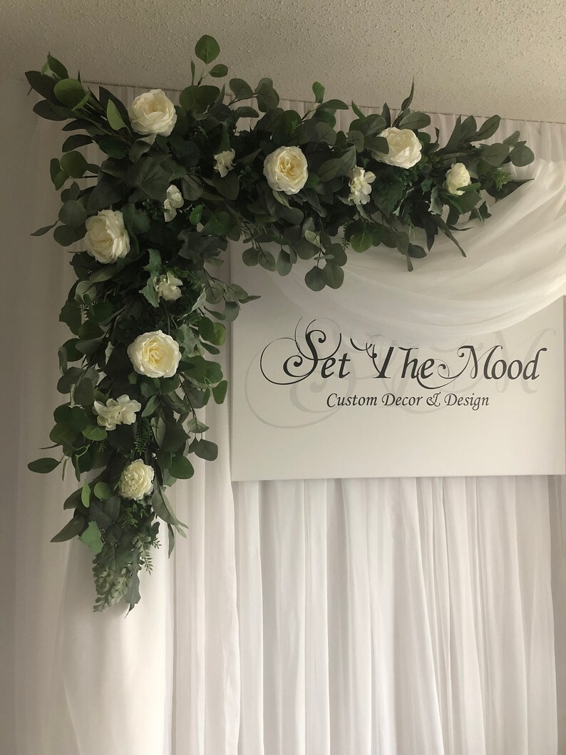 Greenery Wedding Arch With off White Flowers, Ceremony Arbor Piece ...