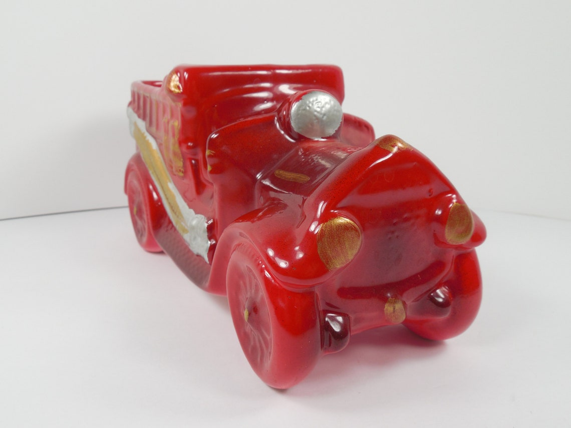 Red Fire Engine Fire Truck Planter Plant Pot Ceramic Fire | Etsy