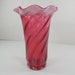 Vintage Fenton Cranberry Spiral Optic Opalescent Glass Vase Cranberry ...