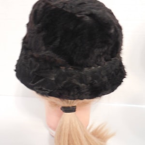 Vintage Black Broadtail Fur Cloche Hat by Vincent De Koven Black ...