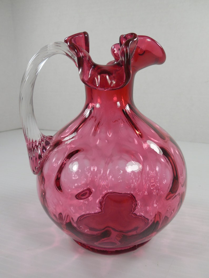 Vintage Fenton Cranberry Glass Coin Dot Pitcher Cranberry Red | Etsy