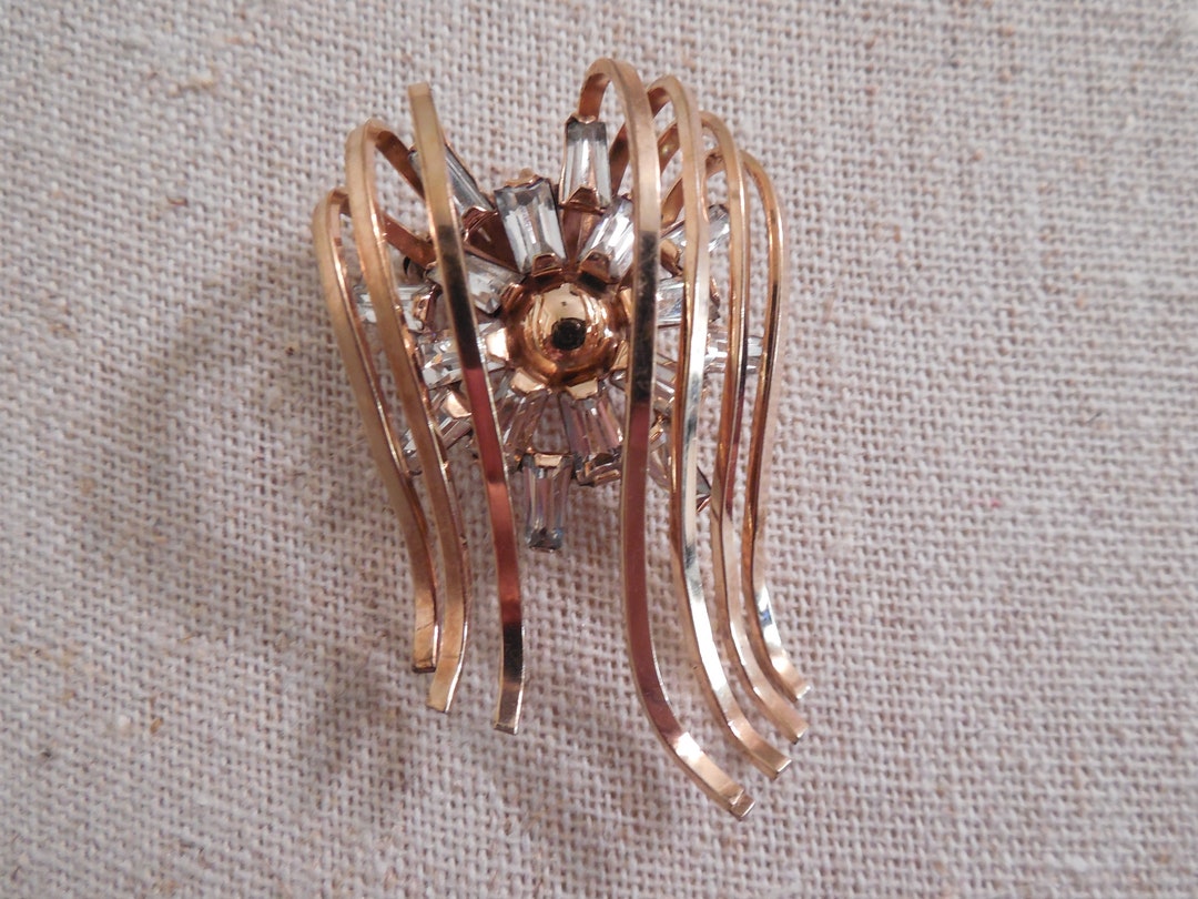 Vintage Phyllis Yellow Gold Rhinestone Brooch Pin Broach 1/20 12K GF ...