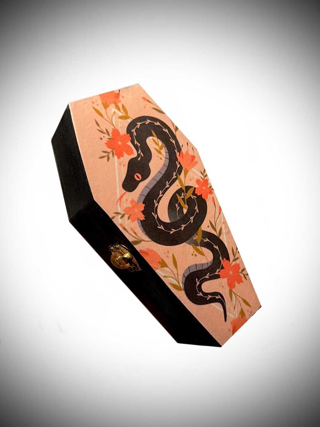Peach Snake Coffin Box Wood Keepsake Trinket Smoke Stash - Etsy
