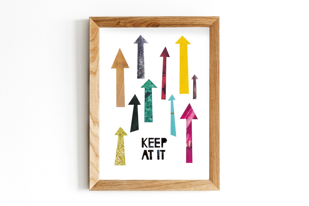 Keep at It Print Hand Collaged Rainbow Theme Inspirational - Etsy