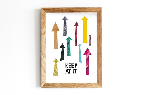 Keep at It Print Hand Collaged Rainbow Theme Inspirational | Etsy