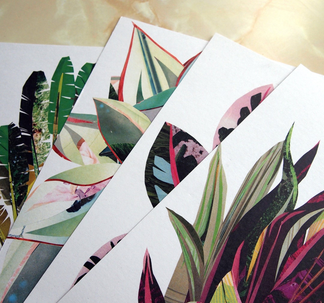 Tropical Prints Pack of 4 Hand Collaged Sustainable Art - Etsy