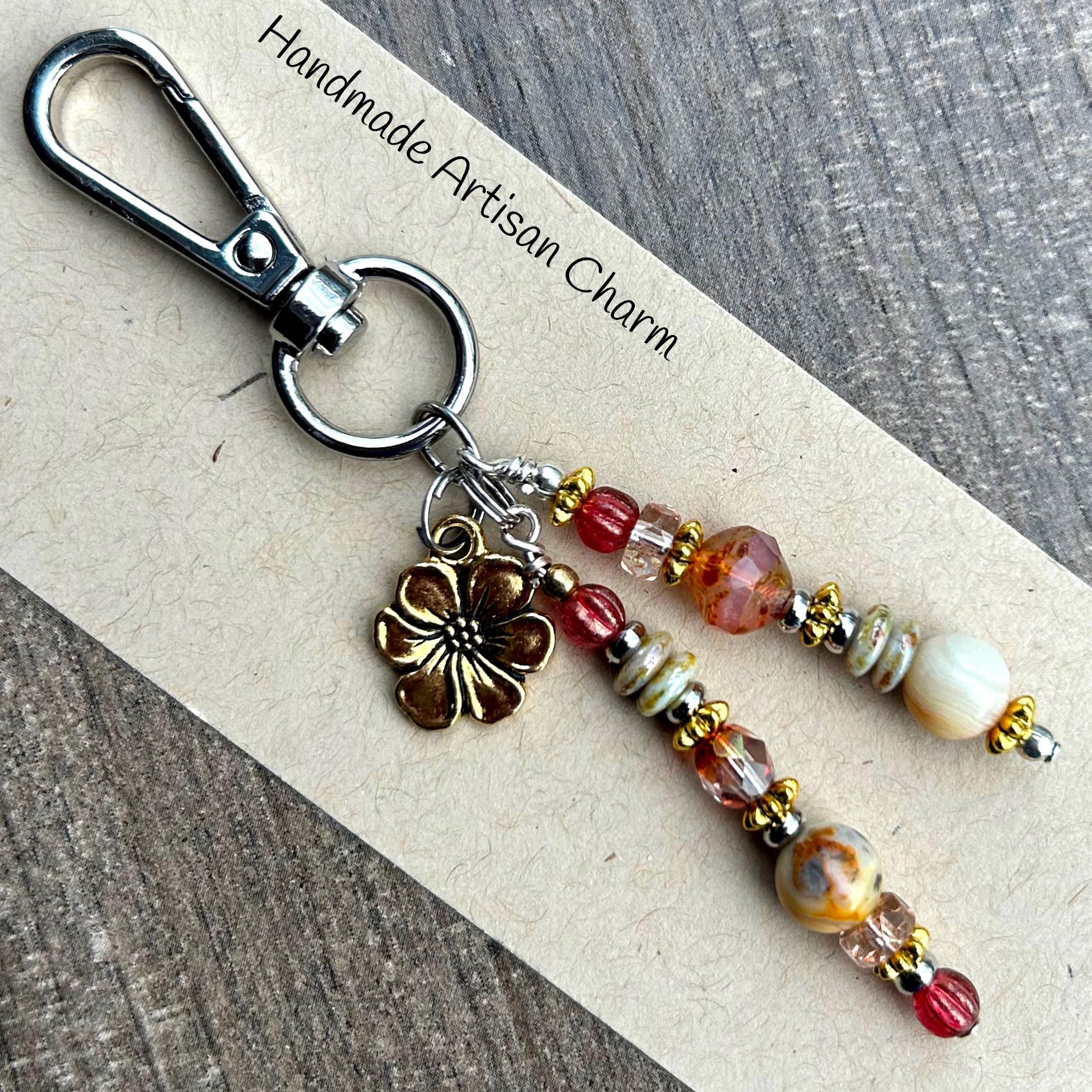 Beaded Purse Charm Clip: Artisan Gemstone Handbag Decoration - Etsy