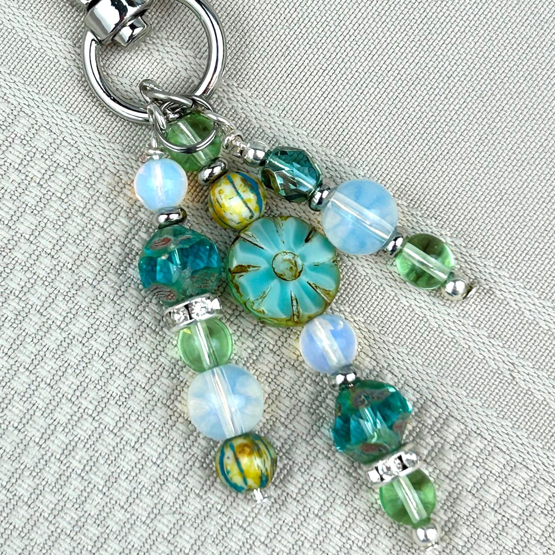 Gemstone Purse Charm - Beaded Bag Charm, Artisan Charm Clips, Beaded ...