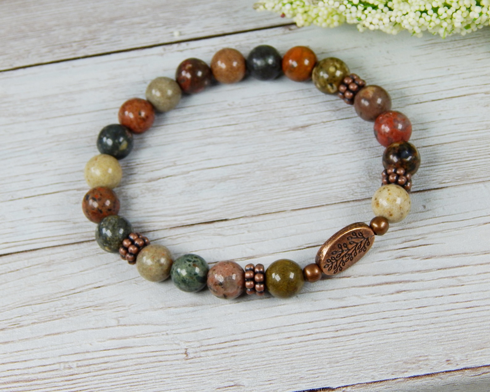 Nature Jewelry Nature Bracelet River Jasper Bracelet Tree - Etsy