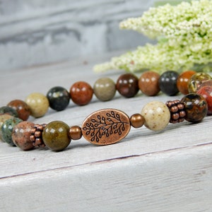 Nature Jewelry, Nature Bracelet, River Jasper Bracelet, Tree Bracelet ...